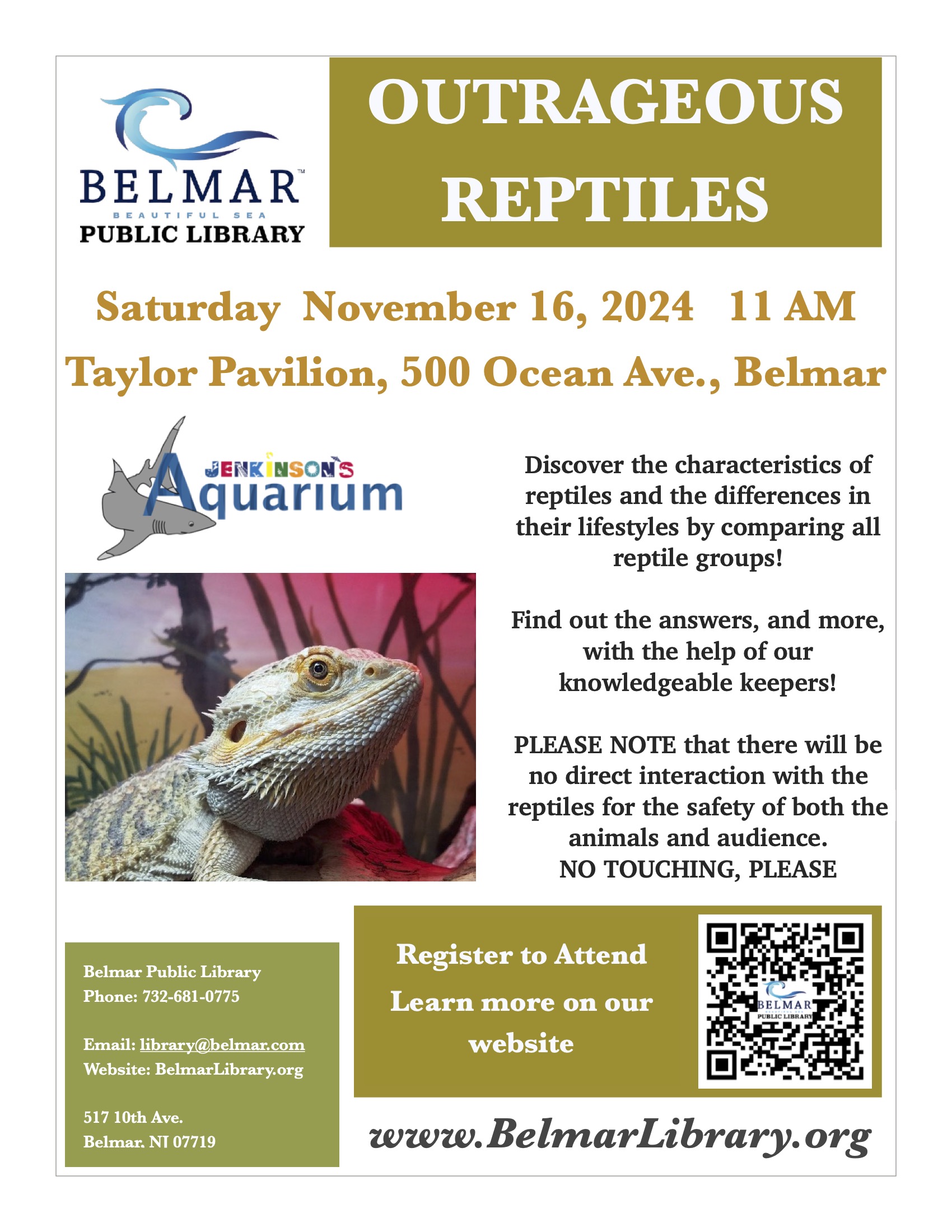 OUTRAGEOUS REPTILES – A Live Animal Event – Belmar Public Library
